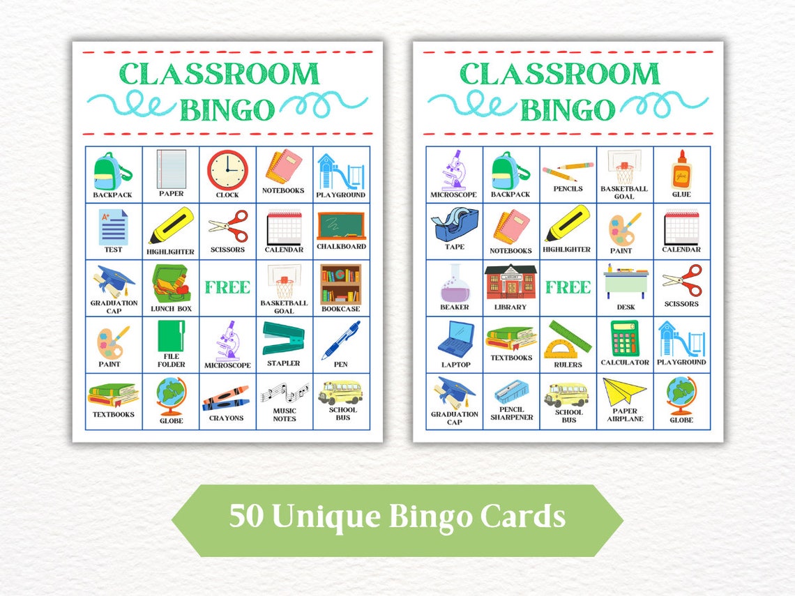 Classroom Bingo Game With 50 Printable Bingo Cards - Etsy