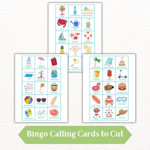 Summer Bingo Game With 50 Printable Bingo Cards - Etsy