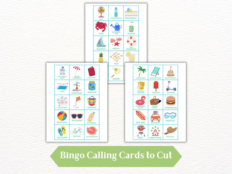 Summer Bingo Game With 50 Printable Bingo Cards - Etsy