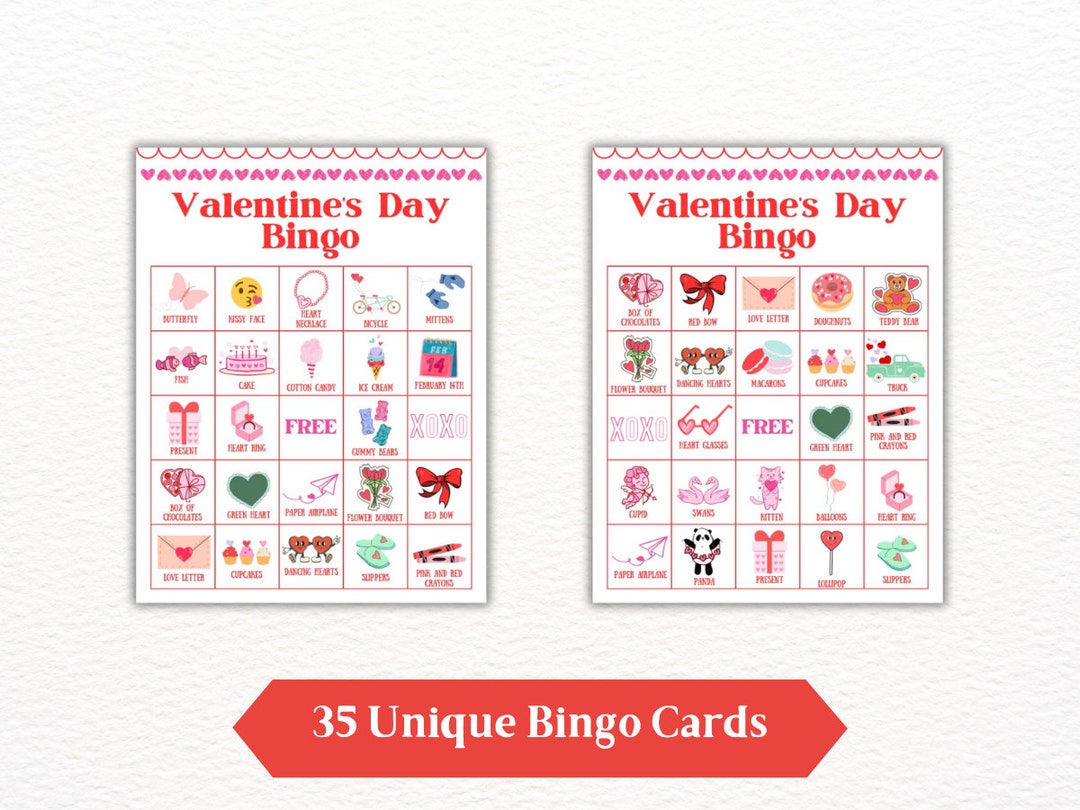 Valentine's Bingo Game With 35 Printable Bingo Cards - Etsy