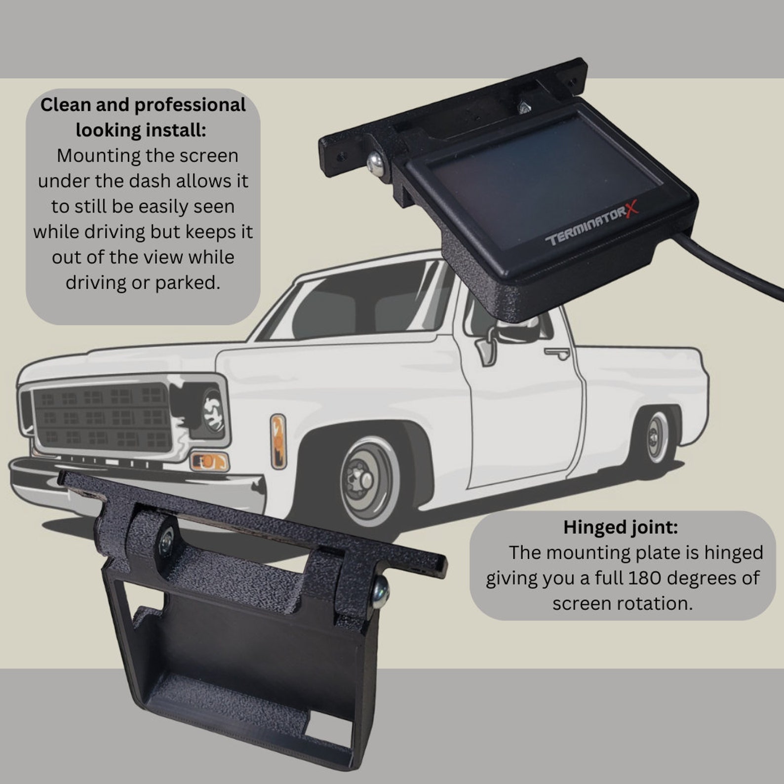 Under Dash Mount for Holley EFI 3.5" Screen Terminator X, Sniper and ...