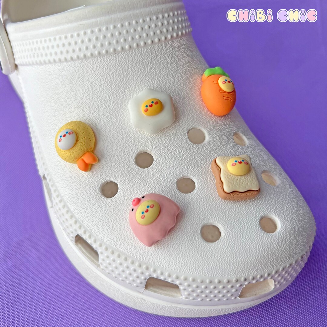 Croc Shoe Charm Set Piggy Breakfast Kawaii Food Pig Tempura Ham Bread ...