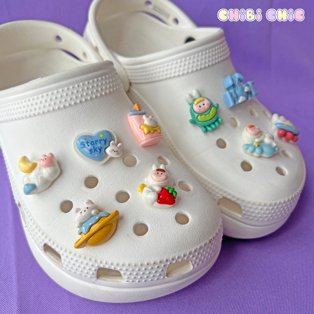 Croc Shoe Charm Set Astro Bunny Glossy Kawaii Astronaut Moon Stars ...