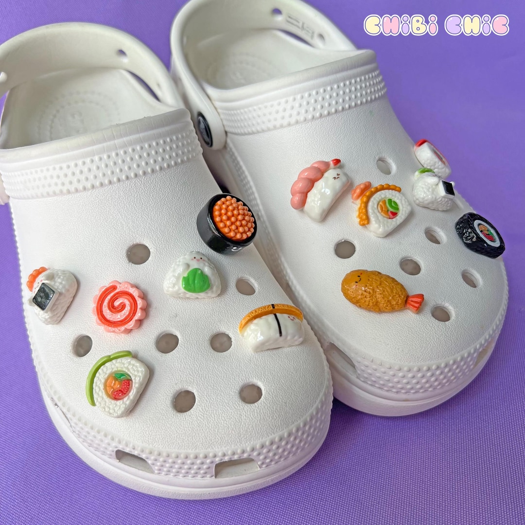 Shoe Charms Set | Happy Sushi | Glossy Asian Comfort Food Funny Fish ...