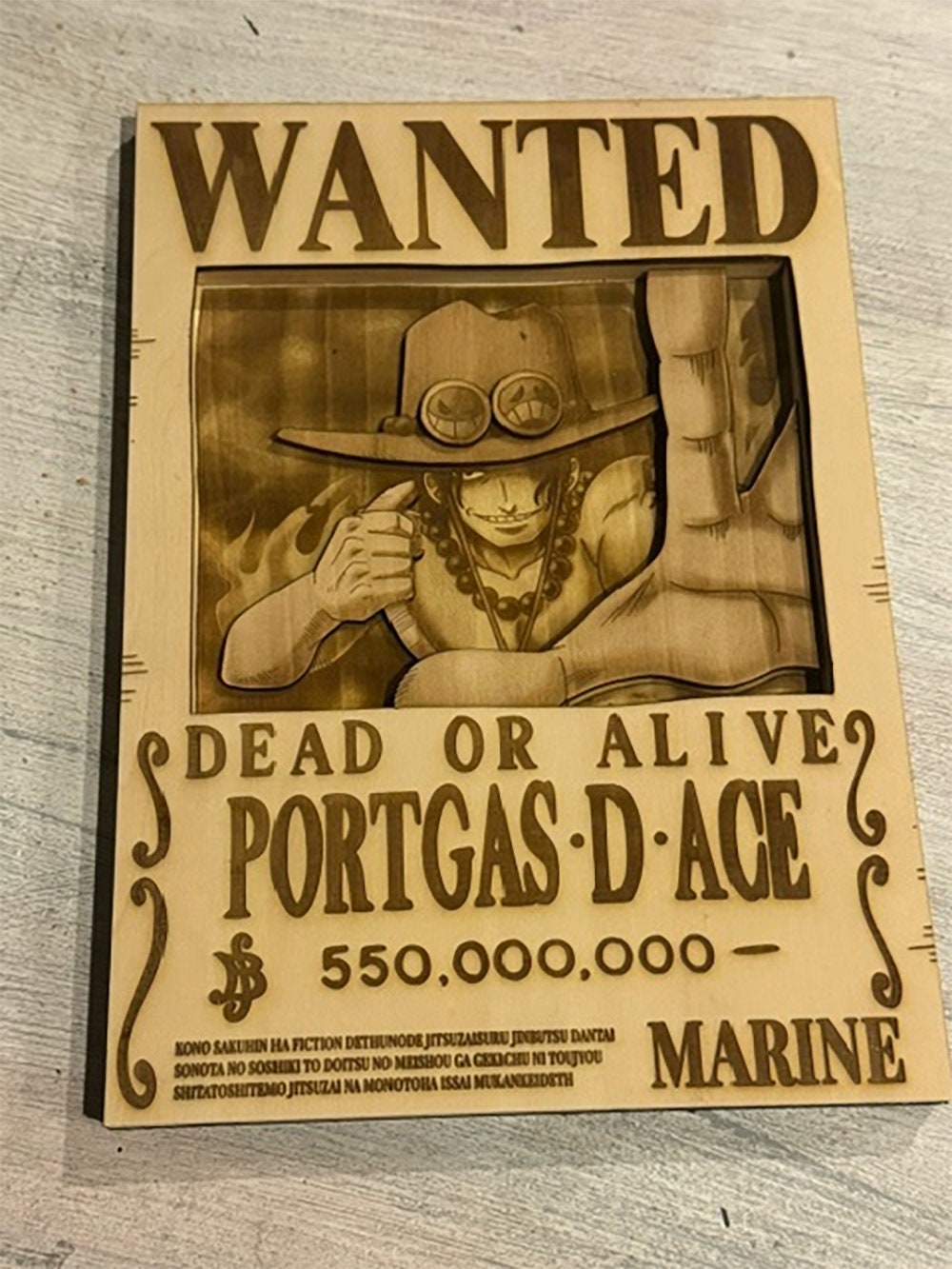 Custom Laser-cut PORTGAS D ACE Wanted Poster Art - Etsy