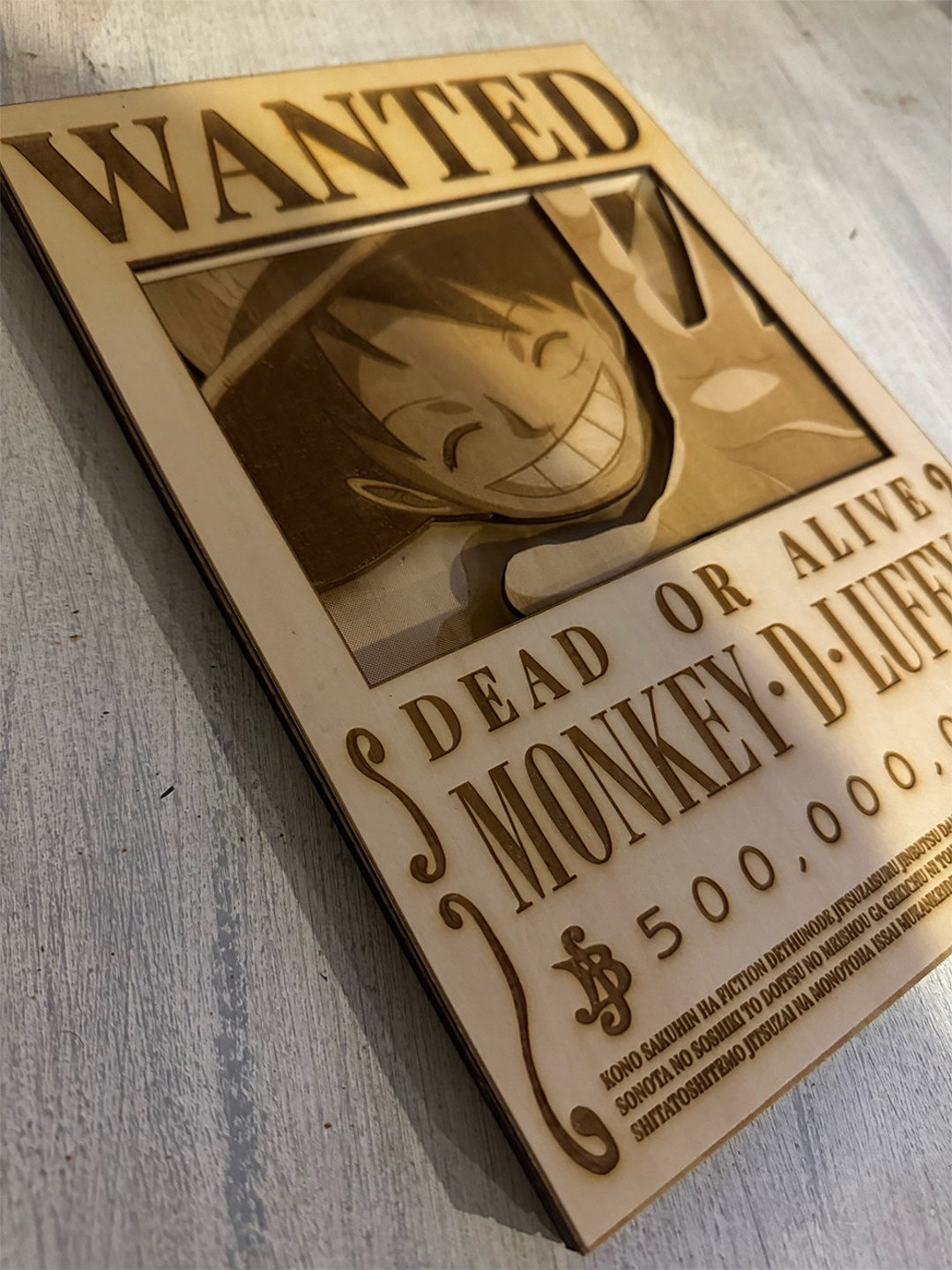 Custom Laser-cut Monkey D. Luffy Wanted Poster Art - Etsy