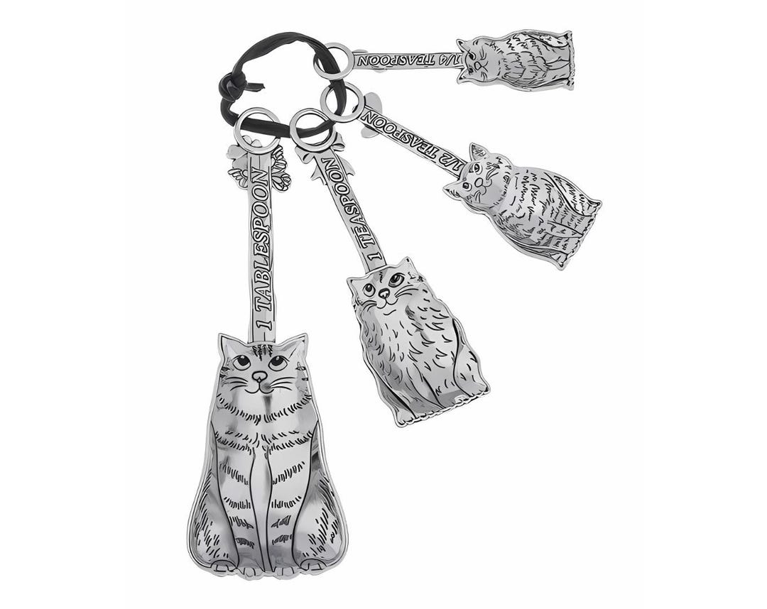 4 Piece Metal Cat Measuring Spoons - Etsy