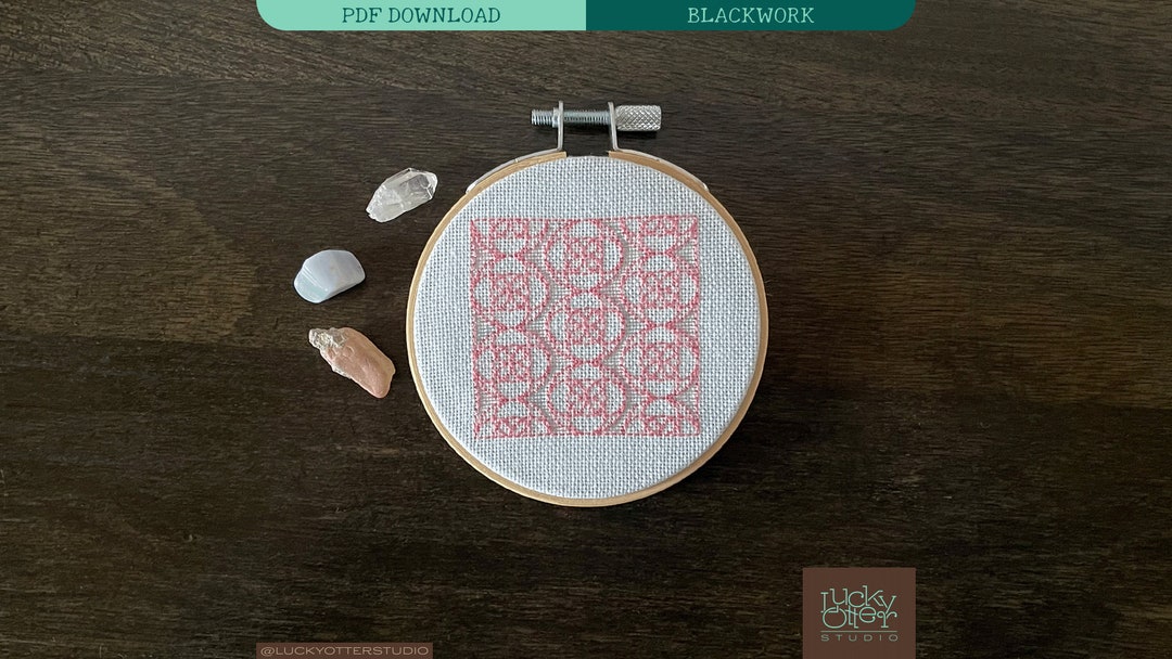 Blackwork Bubbles Hand Embroidery Chart, Geometric Blackwork Cross ...