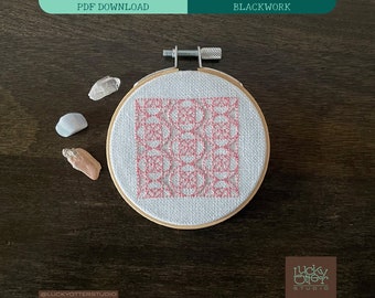 Lucky Diamond Blackwork Embroidery Chart, Geometric Blackwork Cross ...