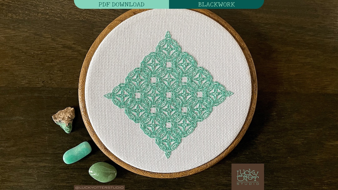 Rhythmic Rounds Blackwork Hand Embroidery Chart, Geometric Blackwork ...