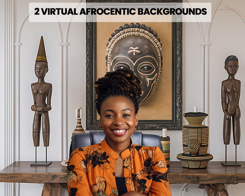 2 Virtual Meetings Teams Background African Heritage Decor for Zoom ...