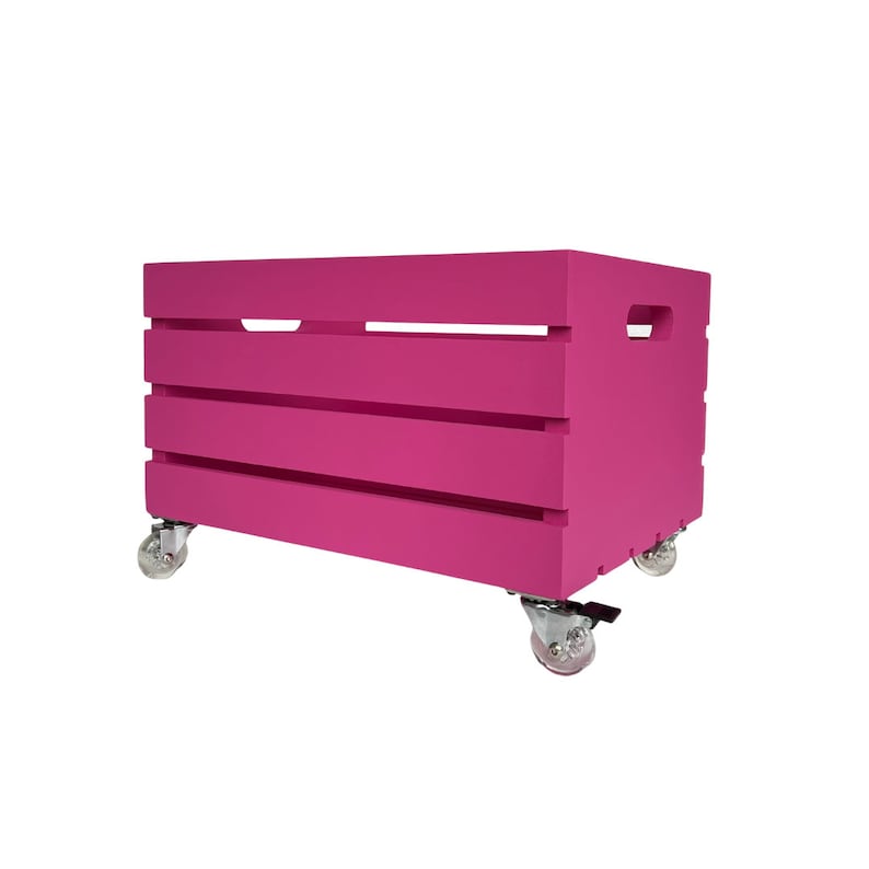 Rolling Wooden Crate, Storage Box, Organizer Storage Container With ...