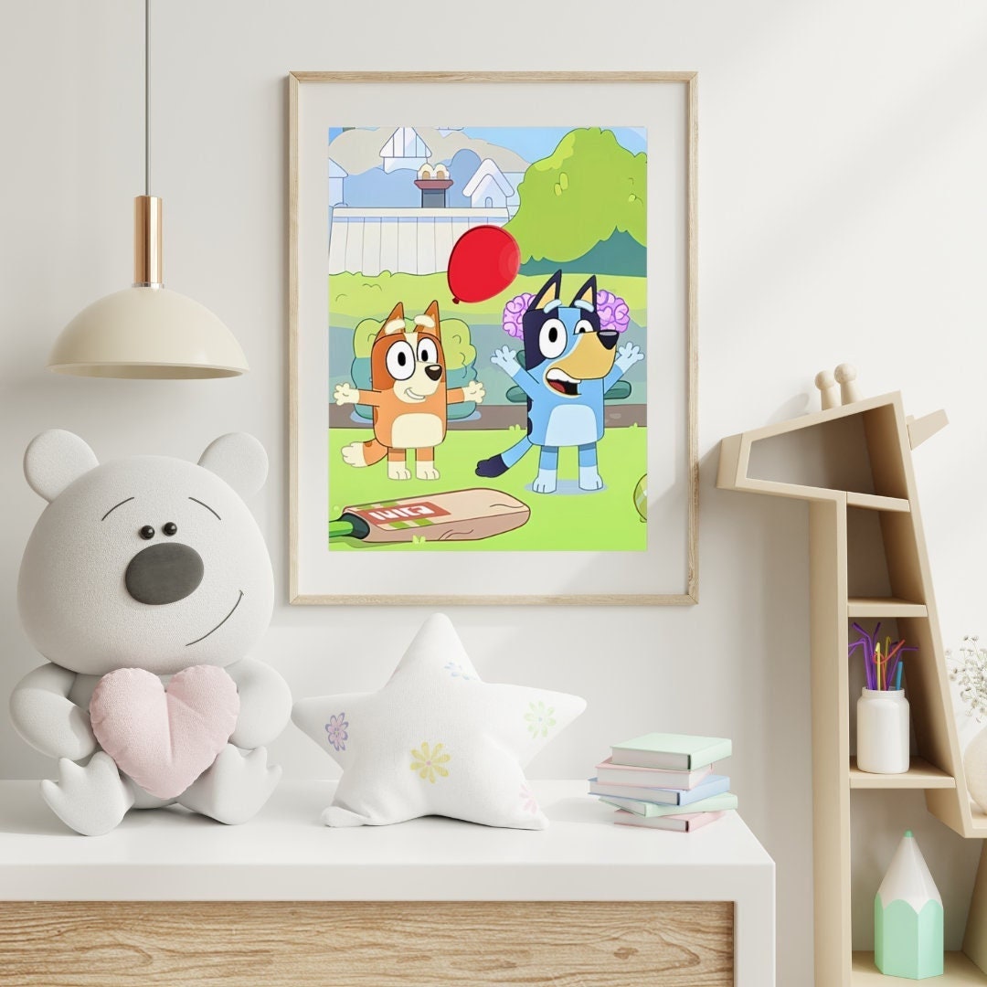 Custom Bluey & Bingo Poster Personalized Kids Wall Art, Nursery Decor ...