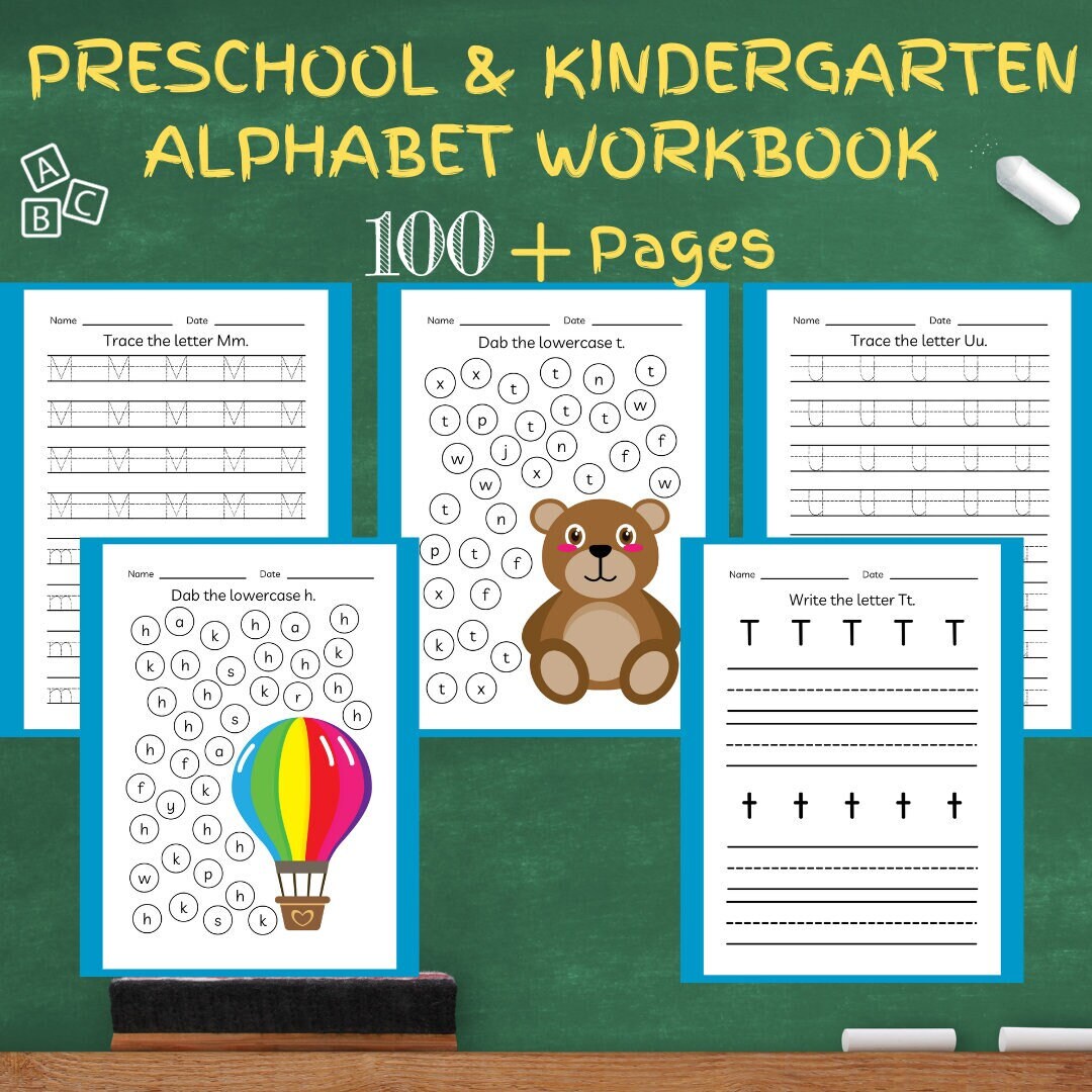 Pre-k Kindergarten Alphabet Workbook Learn Alphabet - Etsy