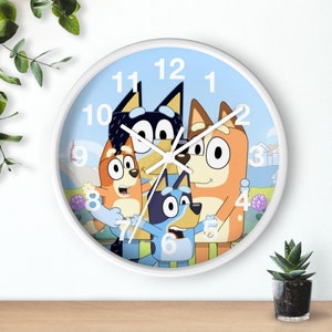 Bluey Wall Clock for Kids Room Decor Bluey & Bingo Design Perfect Gift ...