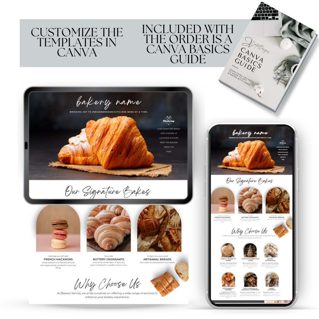 Bakery Canva Website Template, Done for You Content, Home Baking, Small ...