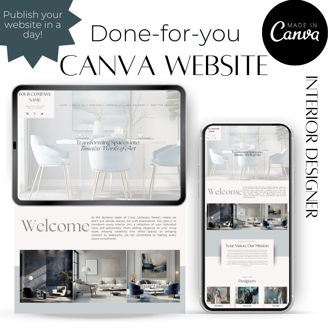 Interior Designer Canva Website Template, Done for You Content, Modern ...