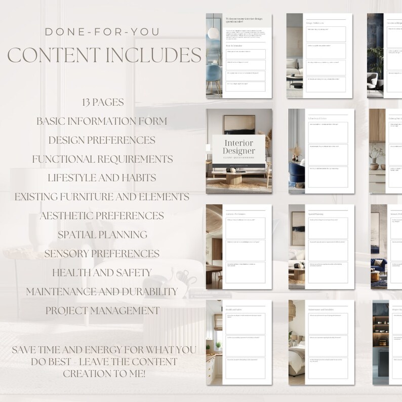 Interior Designer Client Questionnaire Template | Interior Design ...