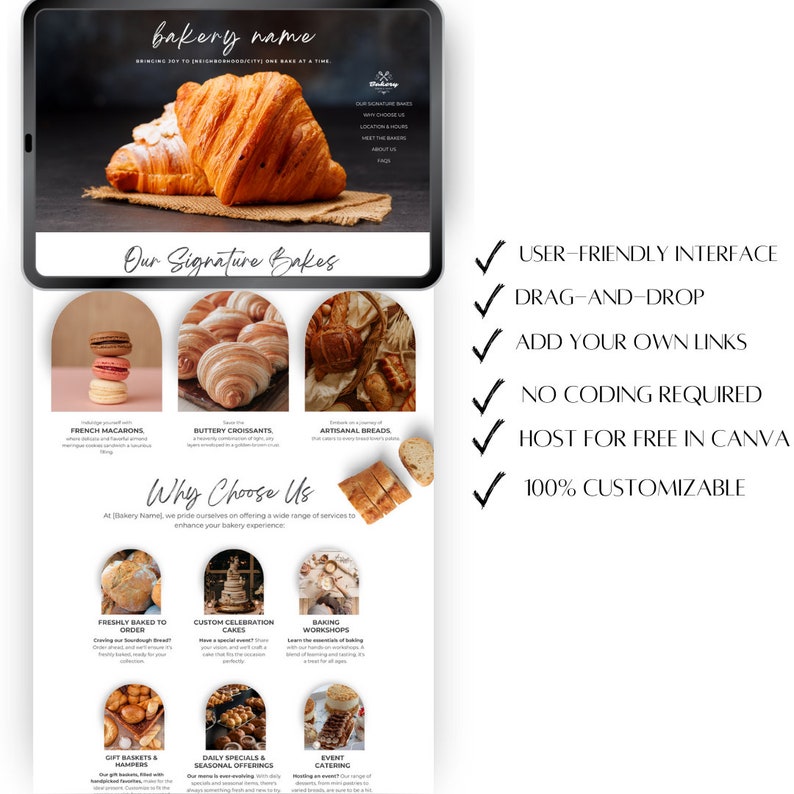 Bakery Canva Website Template, Done for You Content, Home Baking, Small ...