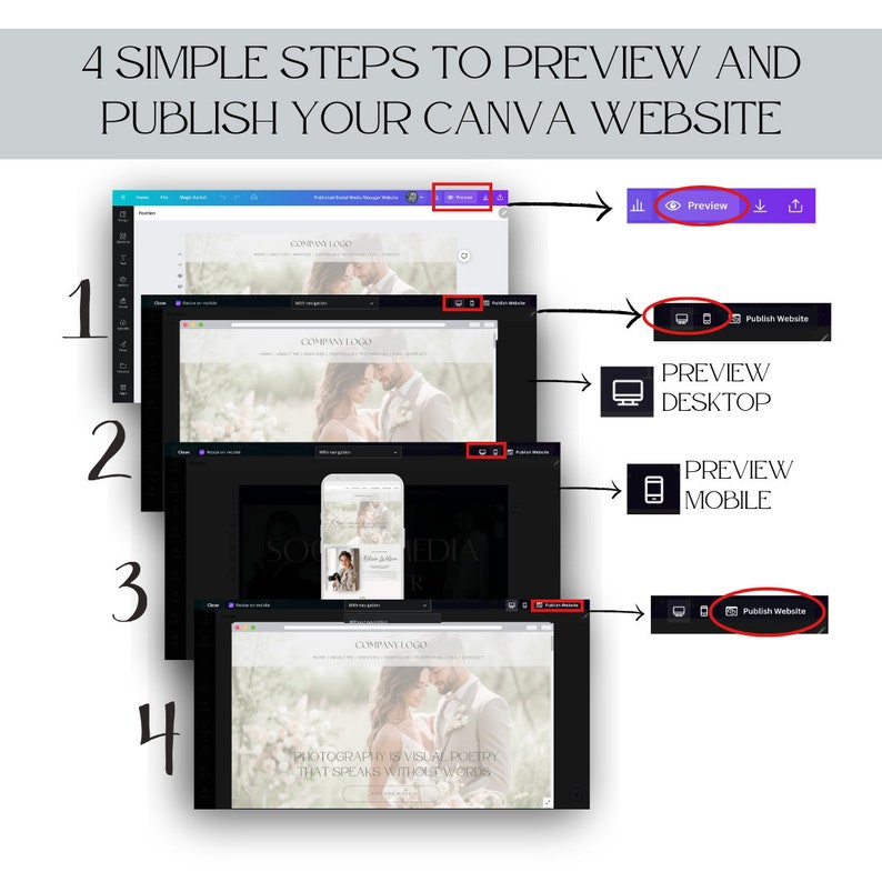 Sage Photographer Canva Website Template, Done for You Content ...
