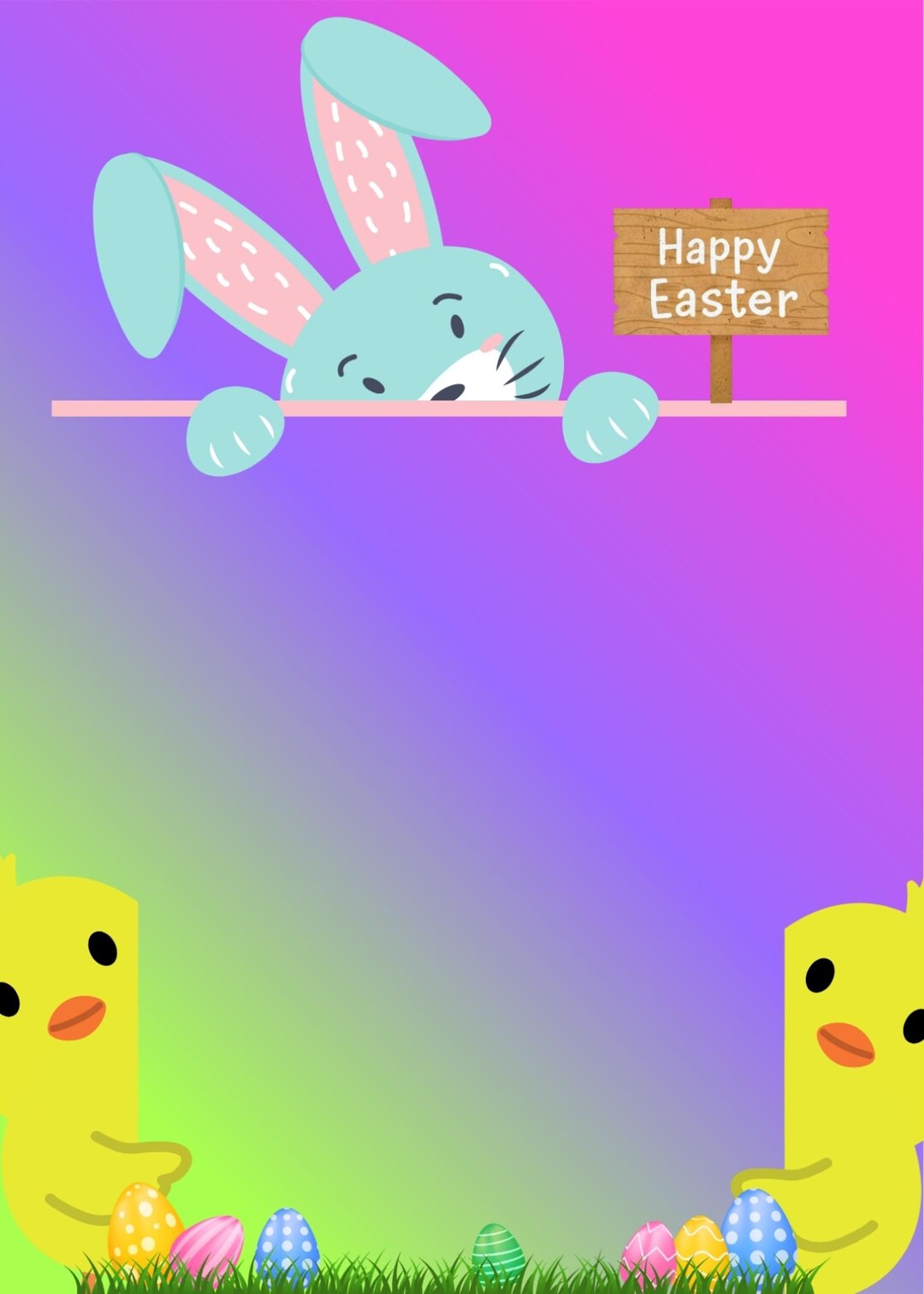 5x7 Bunny & Chick Easter Treat Card | Printable Goody Box Favor ...