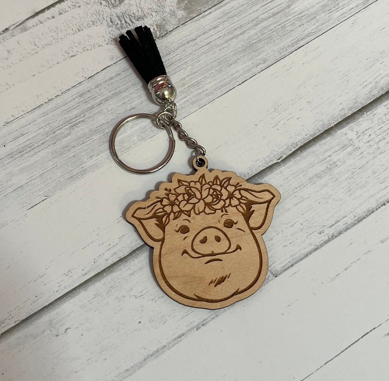 Laser Engraved Wooden Animal Keychain - Etsy