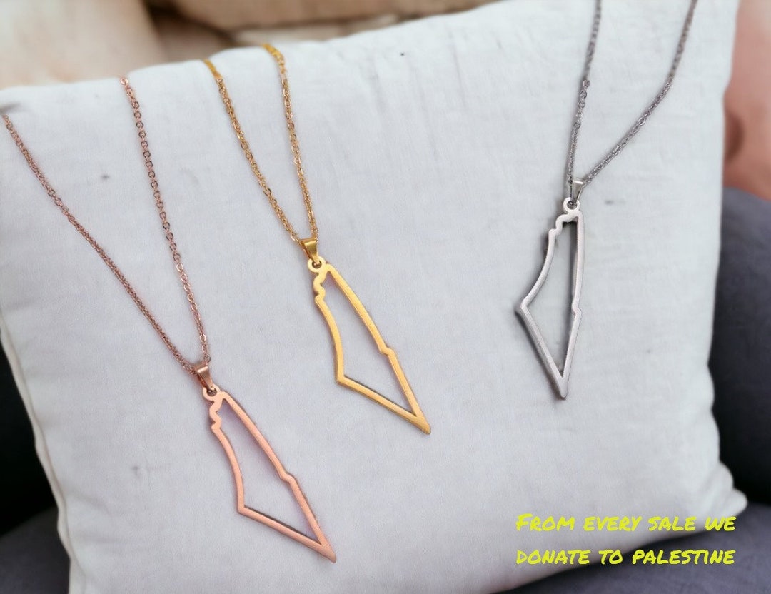 Map of Palestine Pendant Necklace on Gold or Silver Chain - Etsy