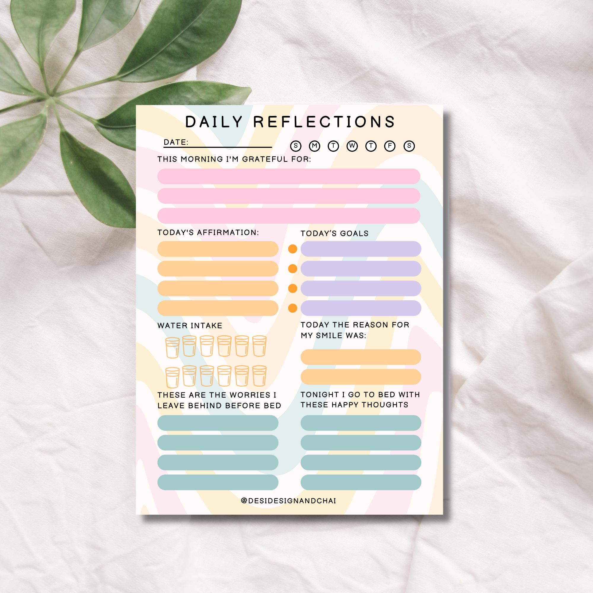 Daily Reflection | Wellness Notepad | Stationery | Journal |bullet ...