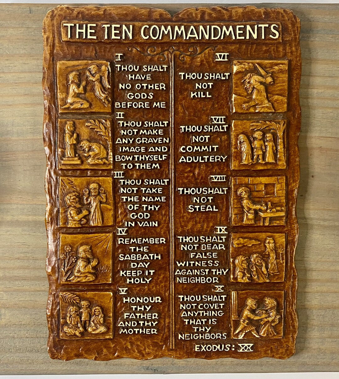 The Ten Commandments Wall Plaque Hanger 1124 Usa Etsy