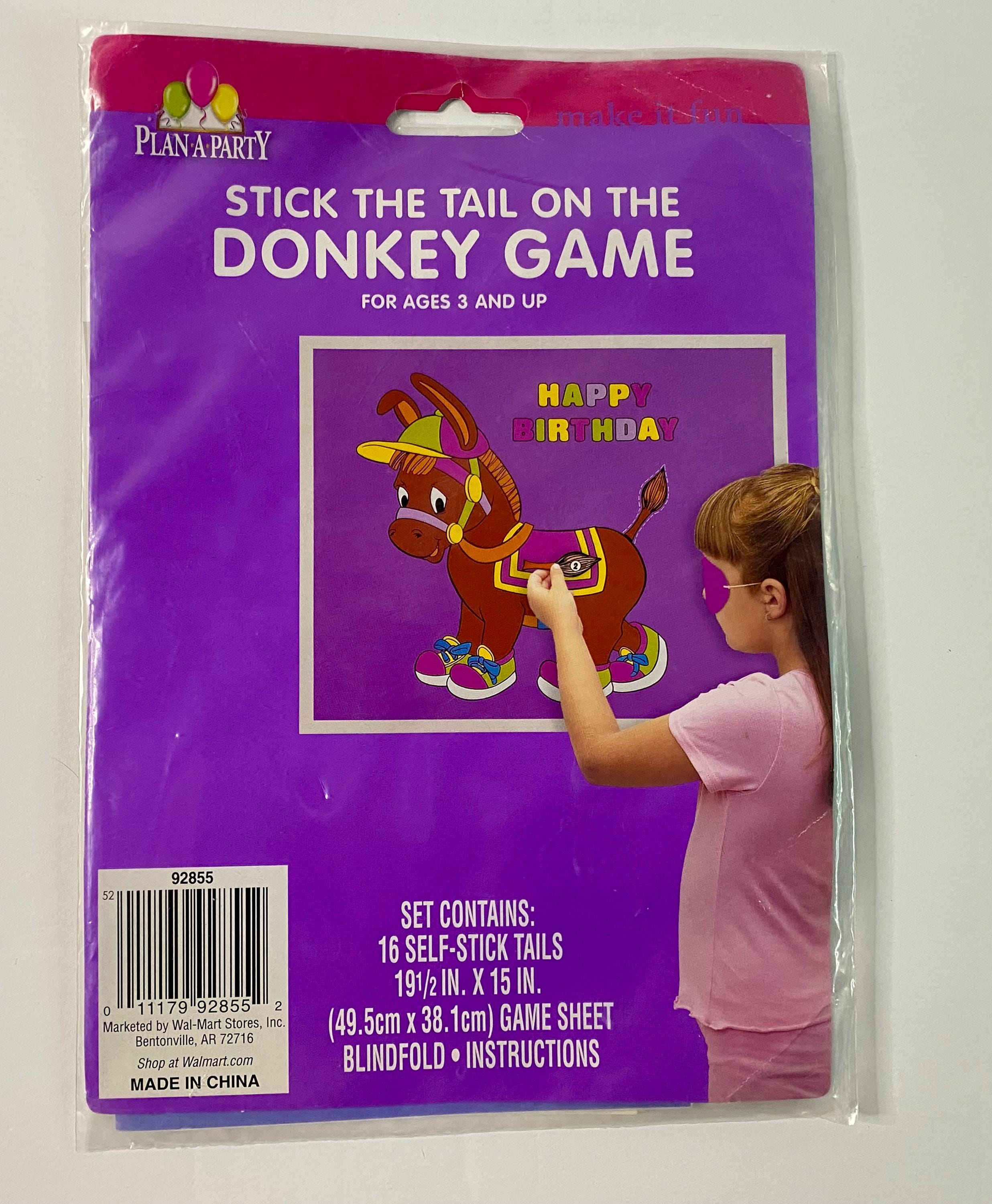 Vintage Stick the Tail on the Donkey Party Game Pin the Tail SEALED ...