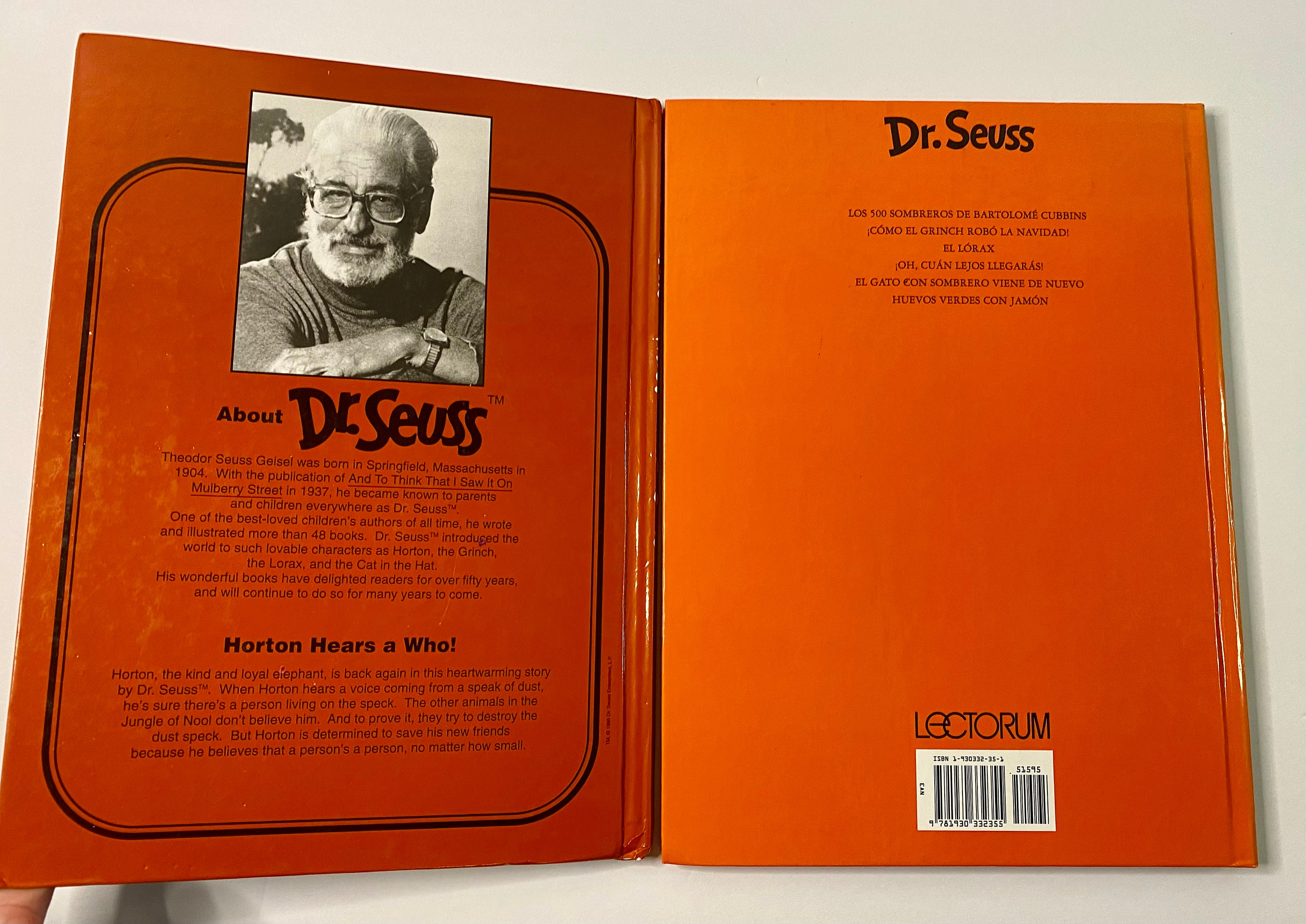 Dr. Seuss Horton Hears a Who Book Set of 2 English and Spanish Version ...