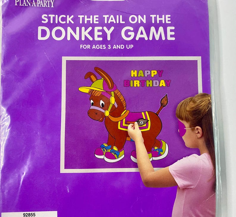 Vintage Stick the Tail on the Donkey Party Game Pin the Tail SEALED ...