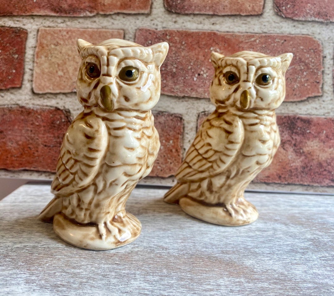 Vintage Owls Figurines - SET of 2 - Ceramic Owls - JAPAN - MCM Owl ...