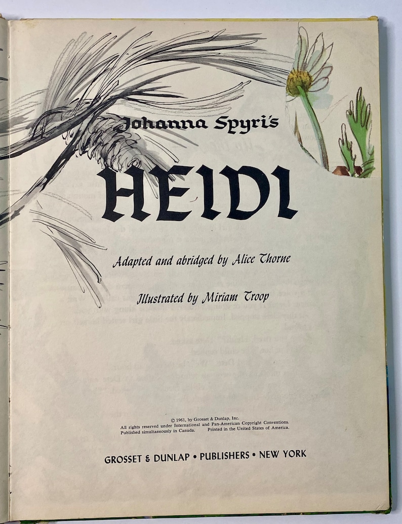 Vintage Johanna Spyri's Heidi Book - Alice Thorne - Children's Book ...