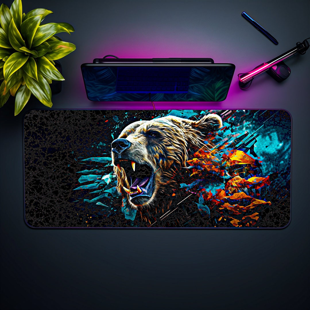 Epic Gaming Mouse Pad - Colorful Grizzly Gaming Desk Mat-large Desk Pad ...