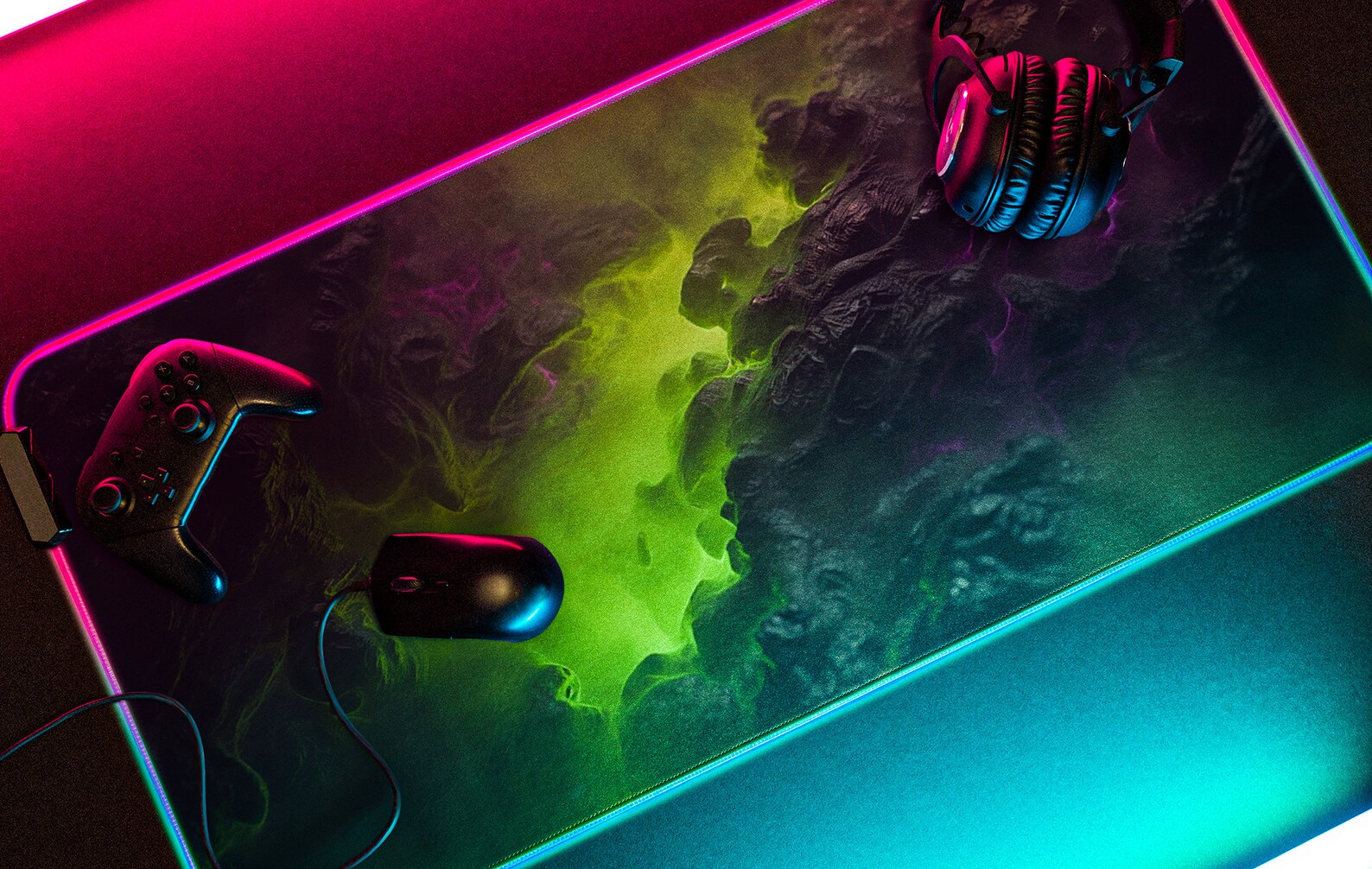 Epic Gaming Mousepad for Gamers Smoke Rock Neon Colors Computer Build ...