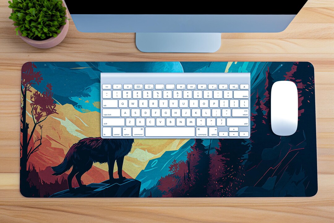 Artistic Wolf Playmat, Card Gaming Play Mat, Wolf Art Desk Decor, Wolf ...