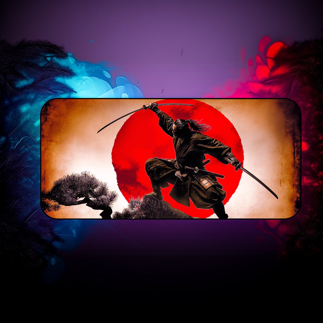 Epic Gaming Mouse Pad - Samurai Rising Red Sun Gaming Desk Mat - Large ...