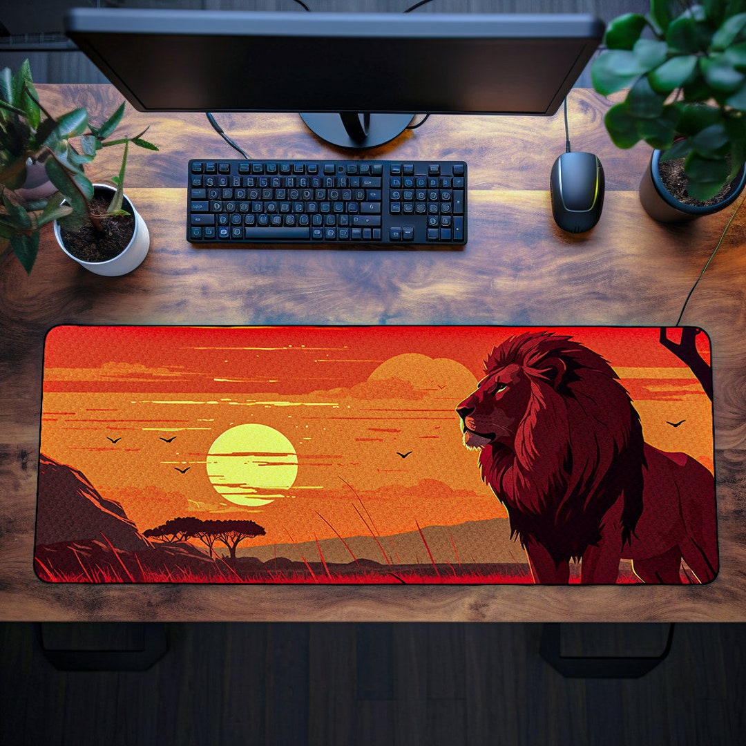 Majestic Lion Mousepad Gamer Desk Mat African Desk Decor, Office ...