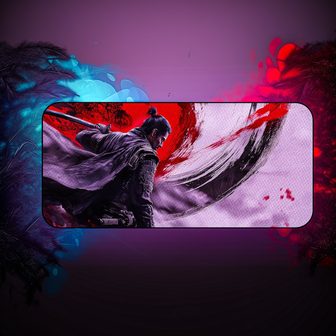 Fantasy Japanese Samurai Mouse Pad, Traditional Japanese Art Desk Mat ...