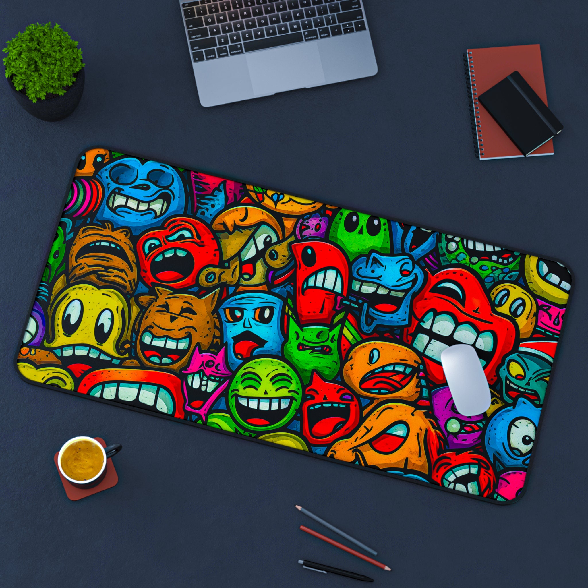Cartoon Mousepad Gaming Graffiti Style Moder Studio Decor Gaming Desk ...
