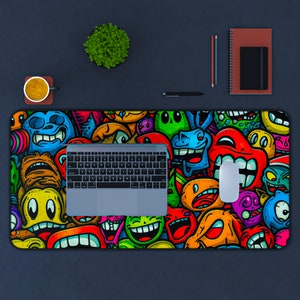 Cartoon Mousepad Gaming Graffiti Style Moder Studio Decor Gaming Desk ...