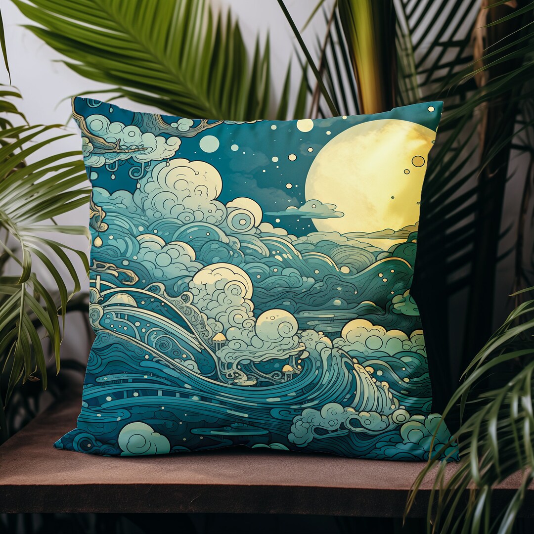 Artistic Nature Pillow, Night Sky Pillow, Green Brown Boho Skye Nature ...
