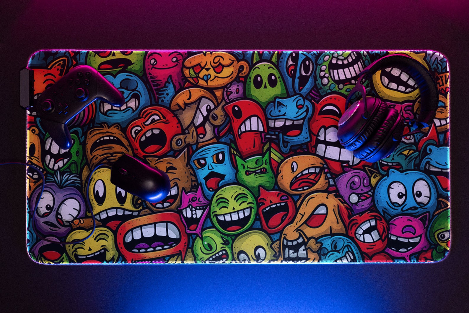 Cartoon Mousepad Gaming Graffiti Style Moder Studio Decor Gaming Desk ...