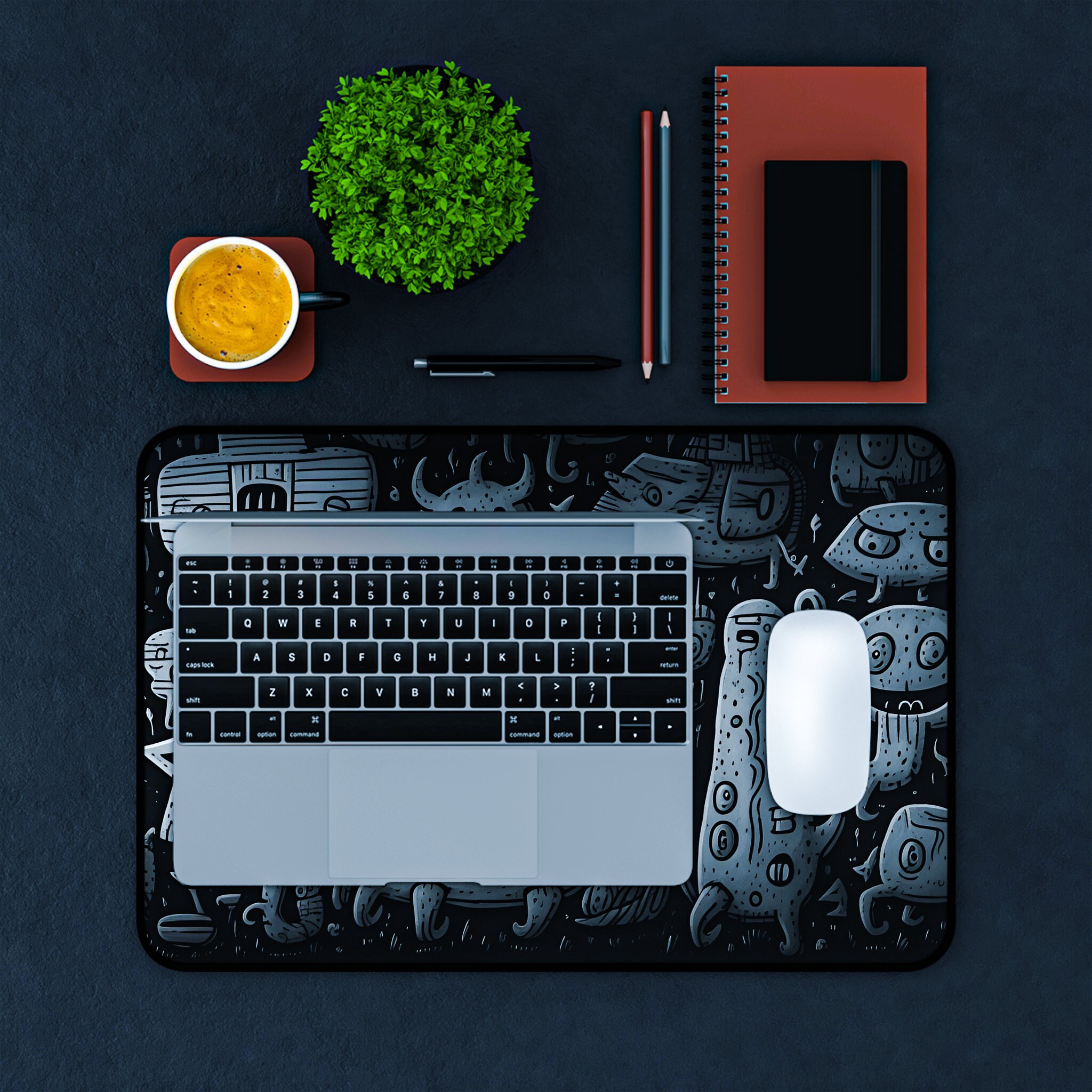 Dark Desk Mat Cartoon Tim Burton Style Perfect Mousepad Spooky ...
