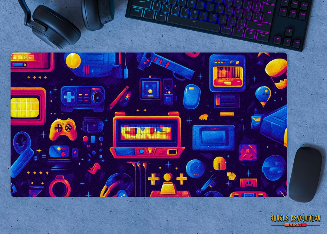 90s Classic Retro Arcade Game Desk Mat Aesthetic Gaming Mouse Pad Large ...