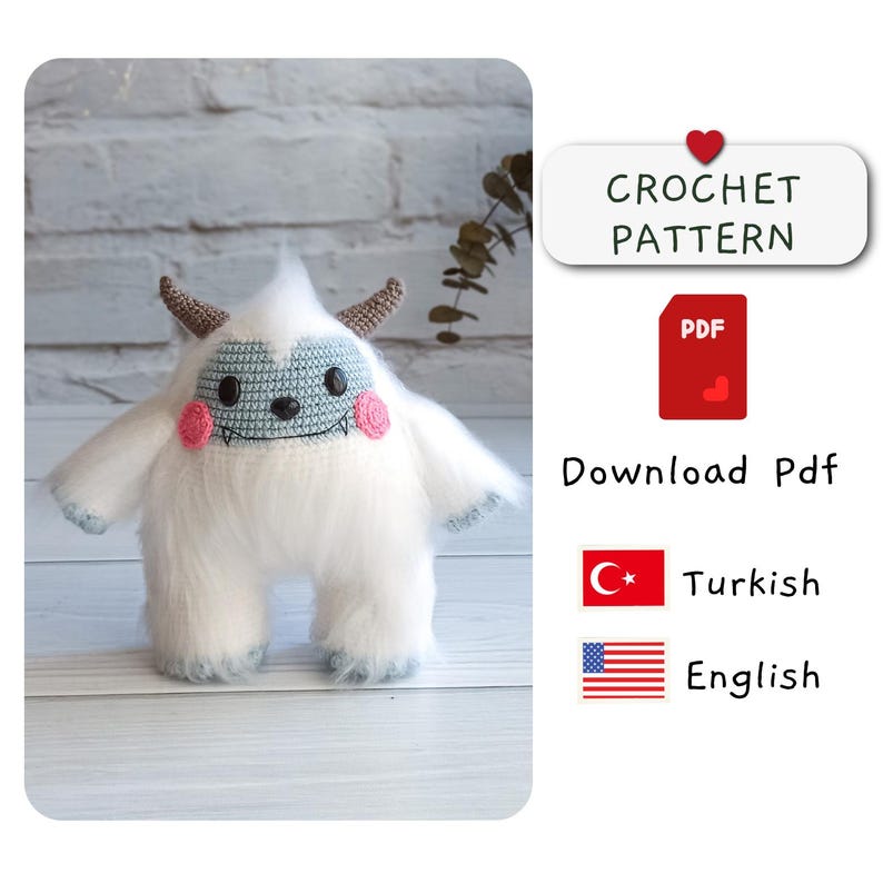 Bigfoot Yeti Yoko Monster Crochet Pattern, Amigurumi Monster, - Etsy