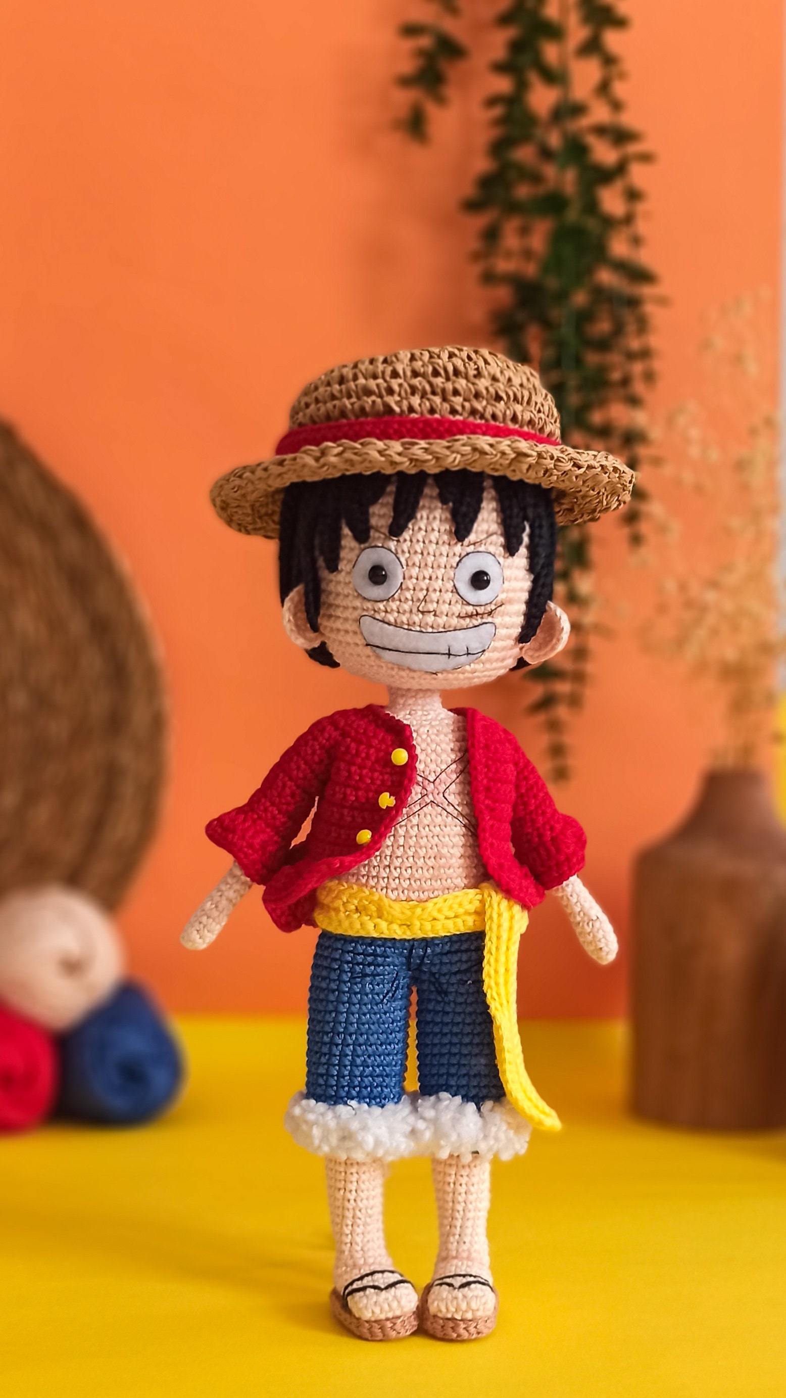 Luffy Crochet Amigurumi Doll, Pirate Crochet Doll, Amigurumi One Piece ...