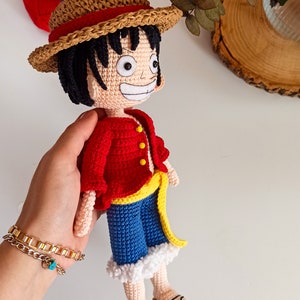 Luffy Crochet Amigurumi Doll, Pirate Crochet Doll, Amigurumi One Piece ...