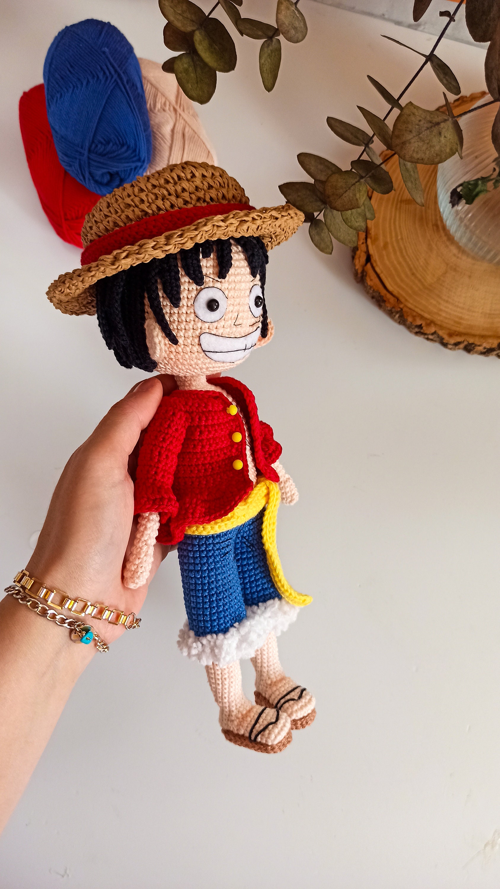 Luffy Crochet Amigurumi Doll, Pirate Crochet Doll, Amigurumi One Piece ...